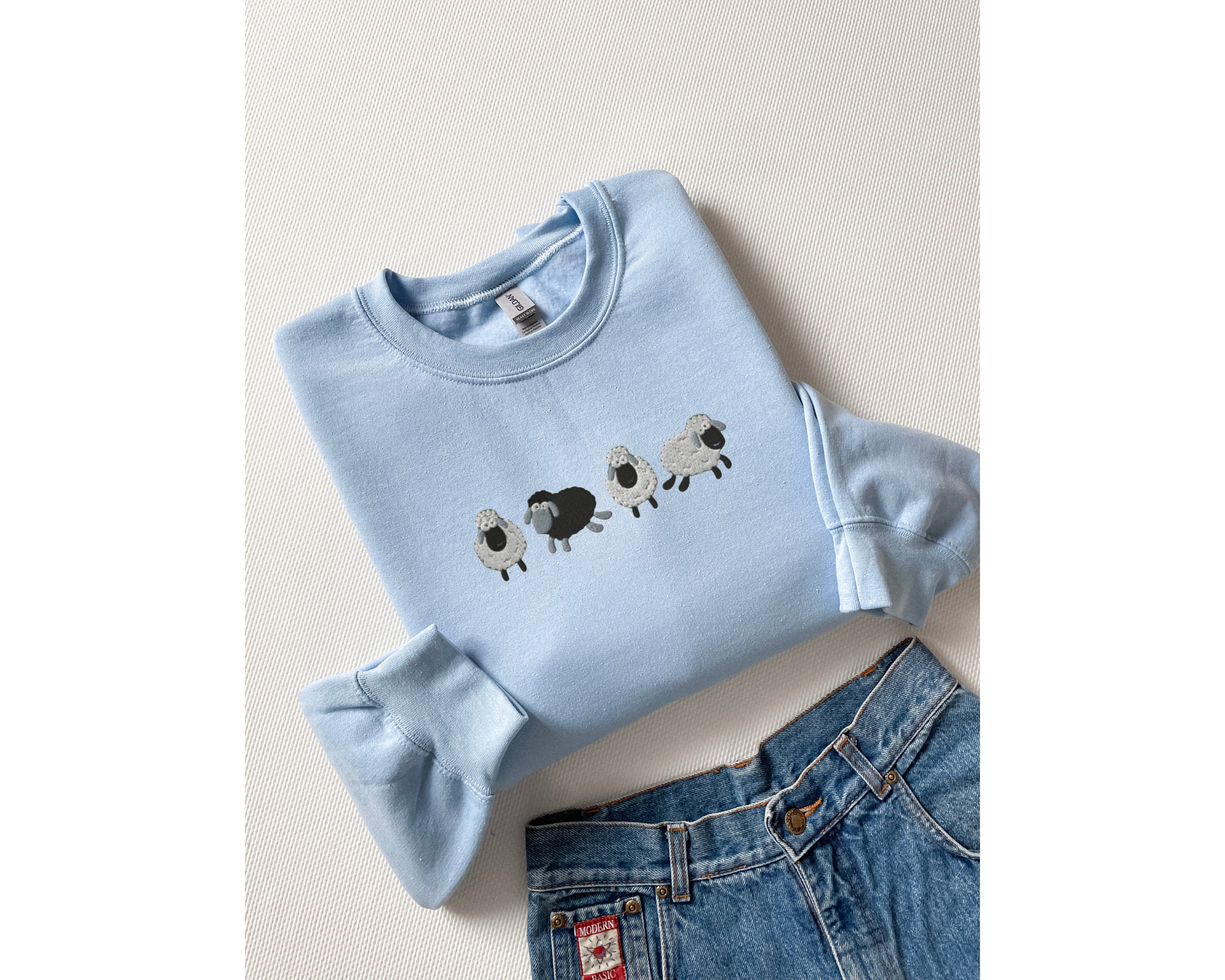 Embroidered Black Sheep Sweatshirt, Black Sheep Sweatshirt, Sheep ...