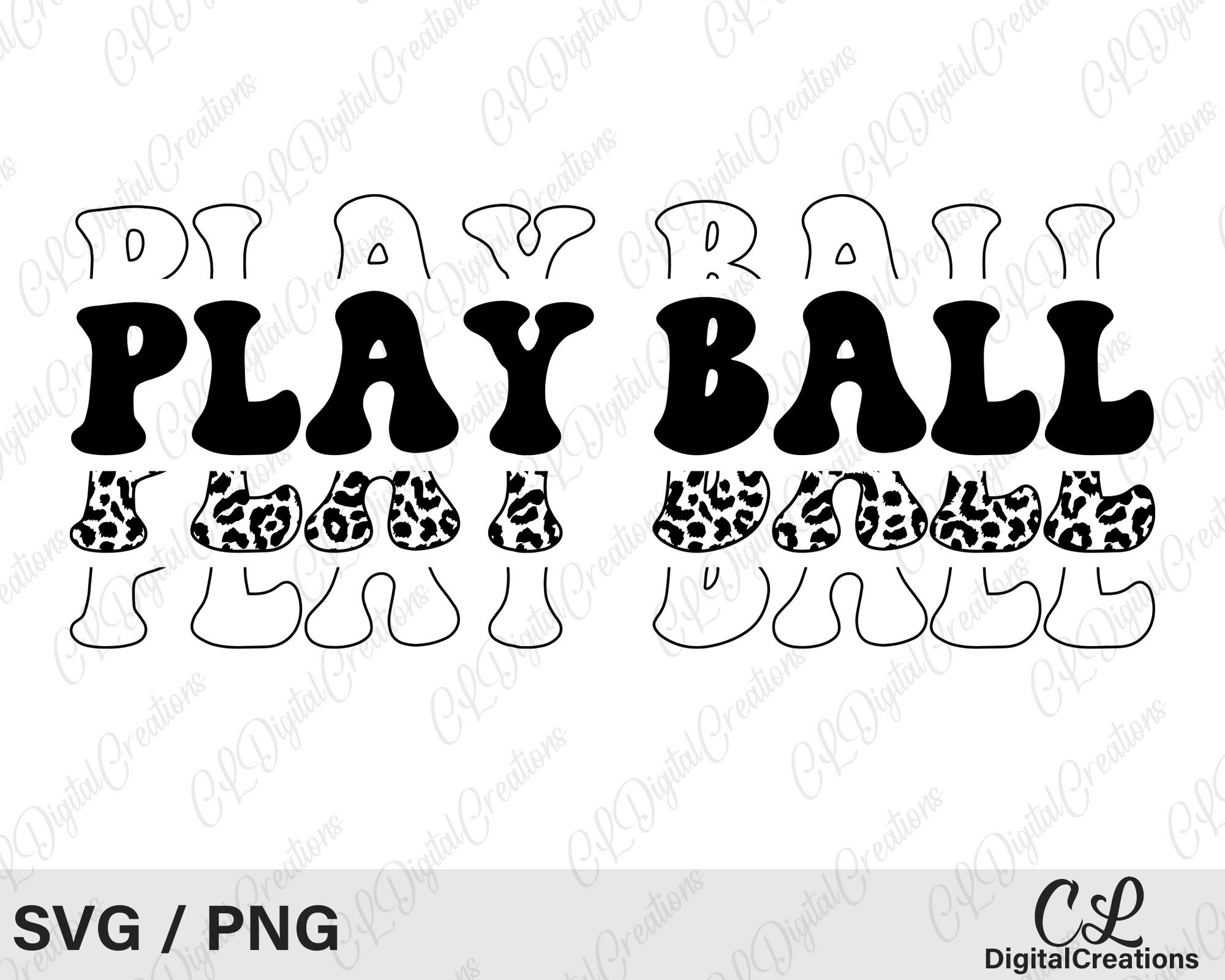 Play Ball Svg, Printable, Leopard Print Svg, Sports Svg, Retro Font Svg ...