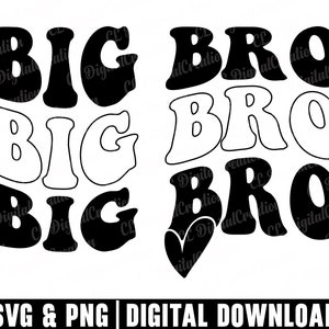Big Bro Svg, Digital Download, Stacked Svg, Brothers Svg, Heart Svg ...
