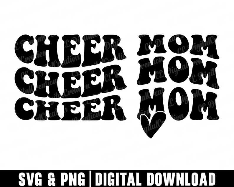Cheer Mom Svg, Stacked Svg, Printables, Cheerleader Svg, Heart Svg ...