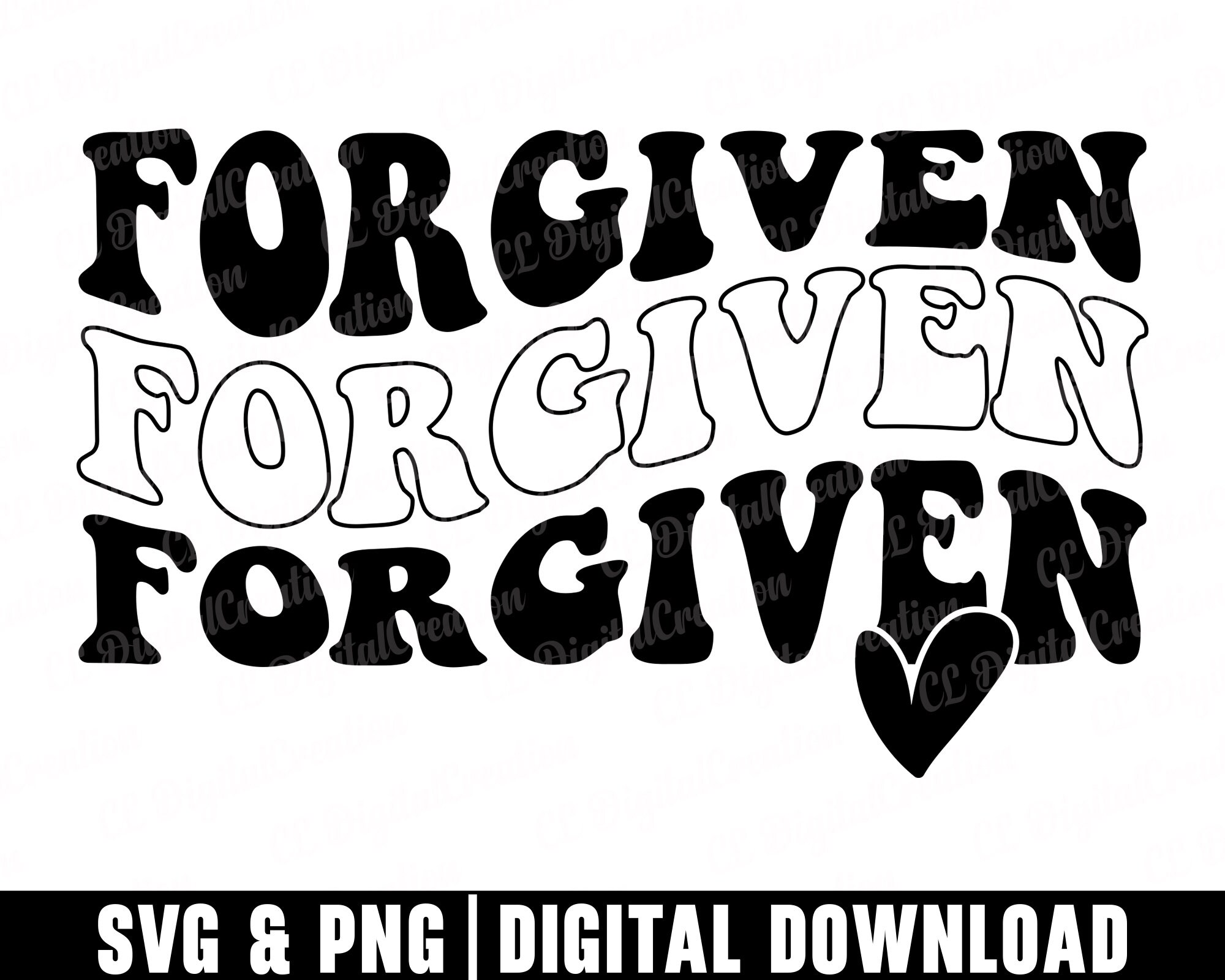 Forgiven Svg, Stacked Svg, Digital Download Wavy Letters Svg, Christian ...