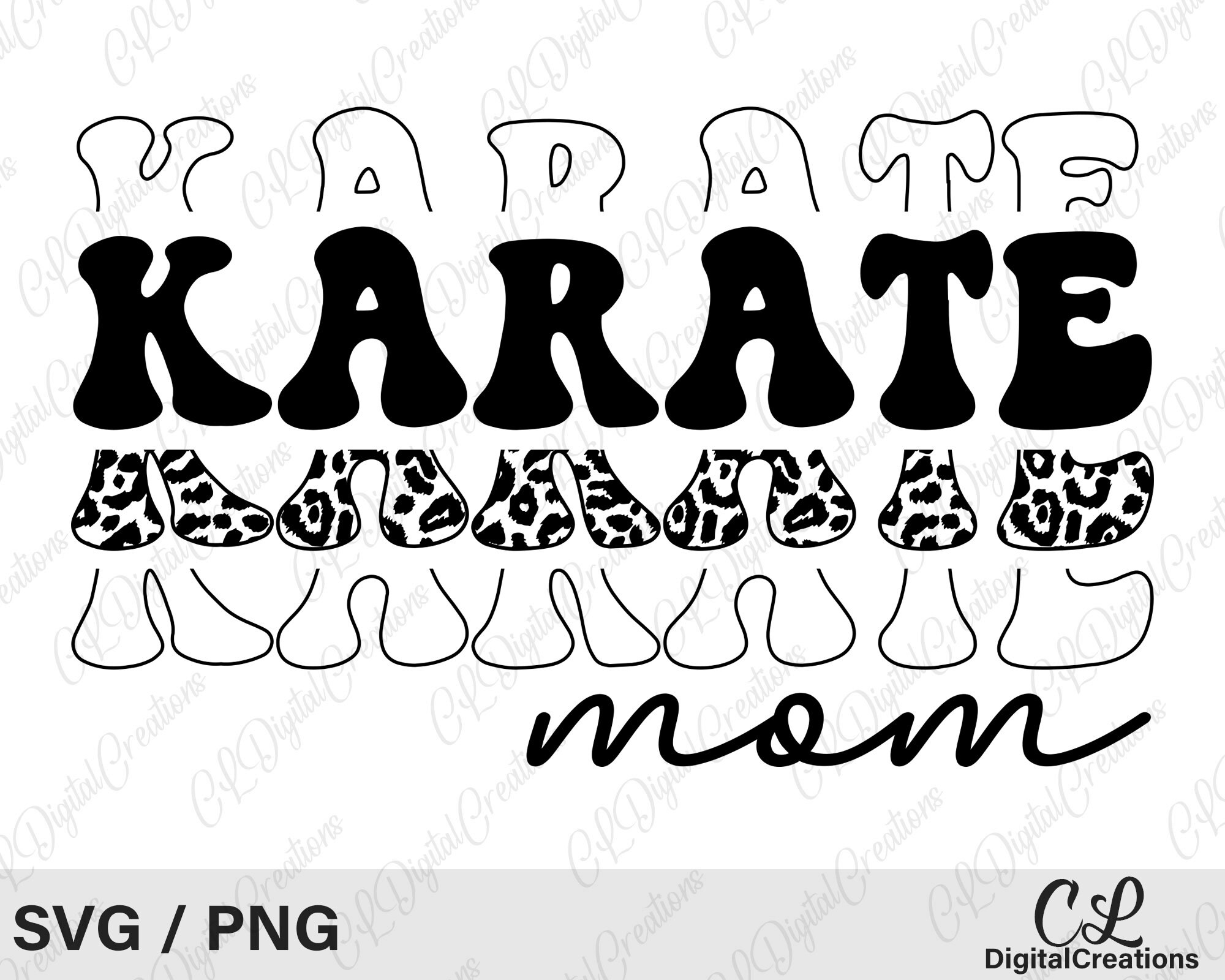 Karate Mom Svg, Printable, Leopard Print Svg, Karate Svg, Retro Font ...
