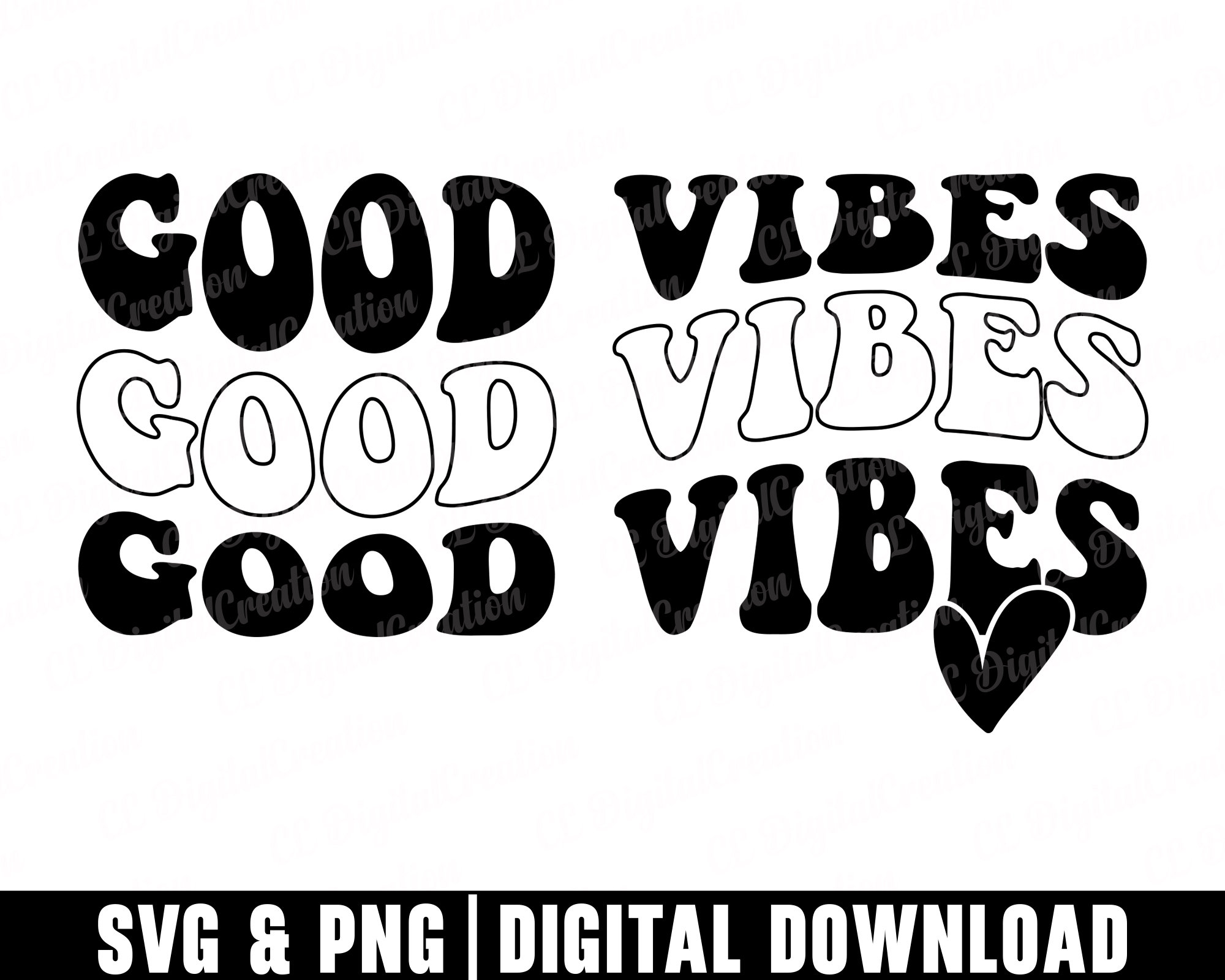 Good Vibes Svg, Wavy Letters Svg, Inspirational Svg, Digital Prints ...