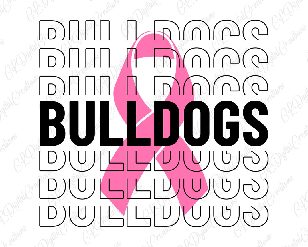 Bulldogs Cancer Svg, Digital Download, Breast Cancer Svg, Bulldogs ...