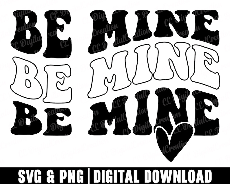 Be Mine Svg, Wavy Letters Svg, Heart Svg, Valentine's Day Svg, Digital ...