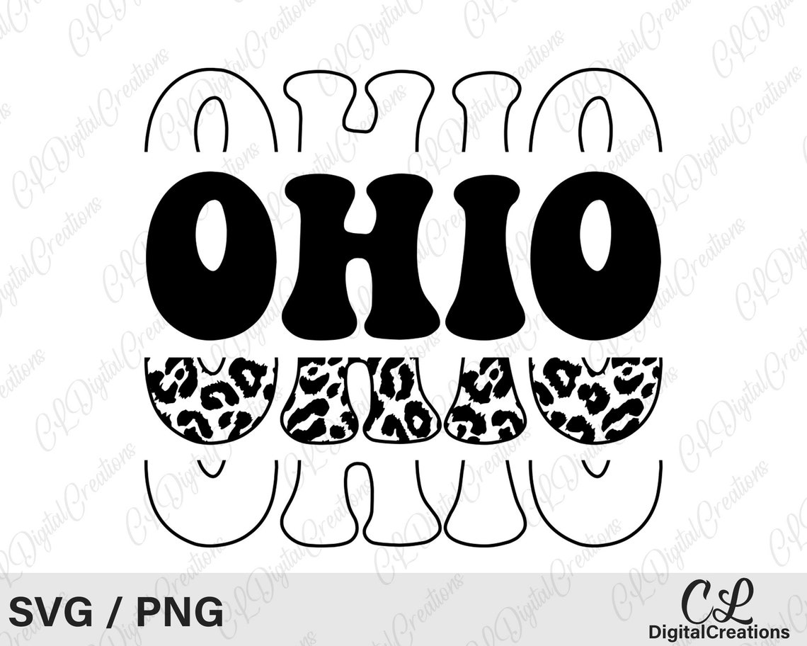 Ohio Svg, Printable, Leopard Print Svg, Ohio Shirt Svg, Retro Font Svg ...