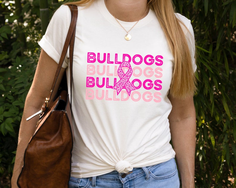 Bulldogs Cancer Svg, Printable, Bulldogs Stacked, Breast Cancer Svg ...