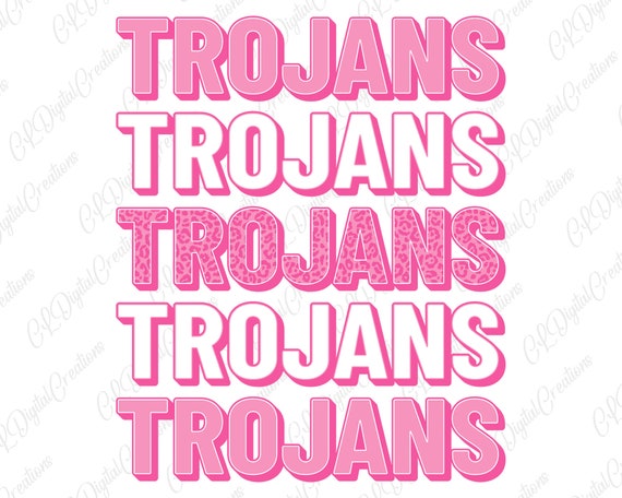Trojans Stacked Football Svg Pink Breast Cancer Shirt - Etsy
