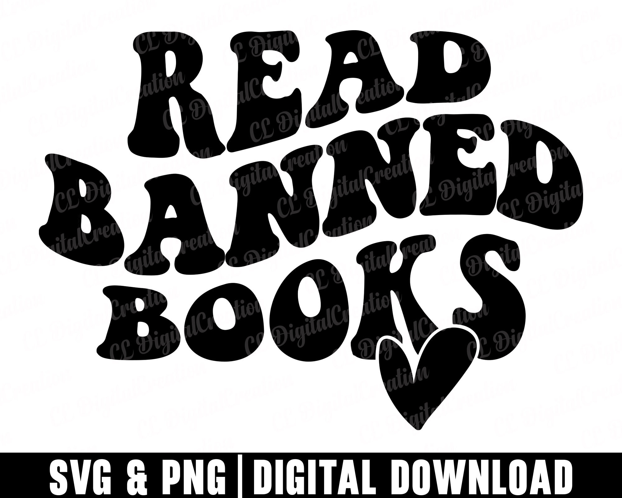 Read Banned Books Svg, Book Lover Svg, Digital Download, Heart Svg ...