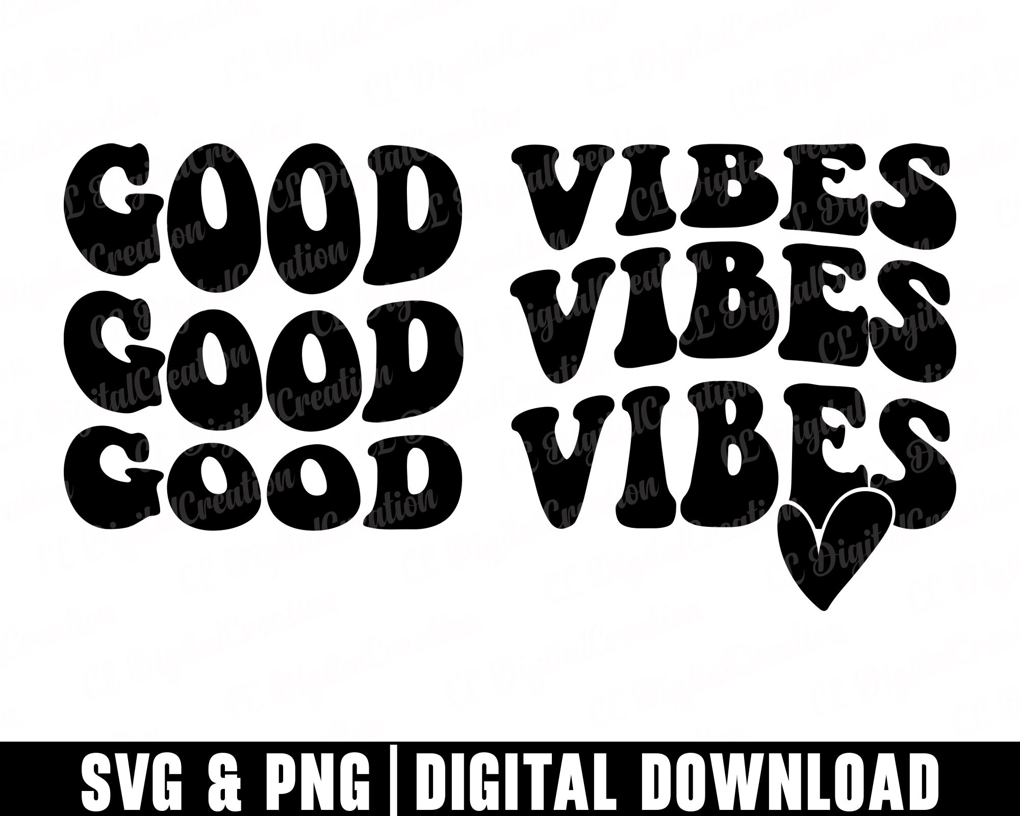 Good Vibes Svg, Wavy Letters Svg, Inspirational Svg, Digital Prints ...