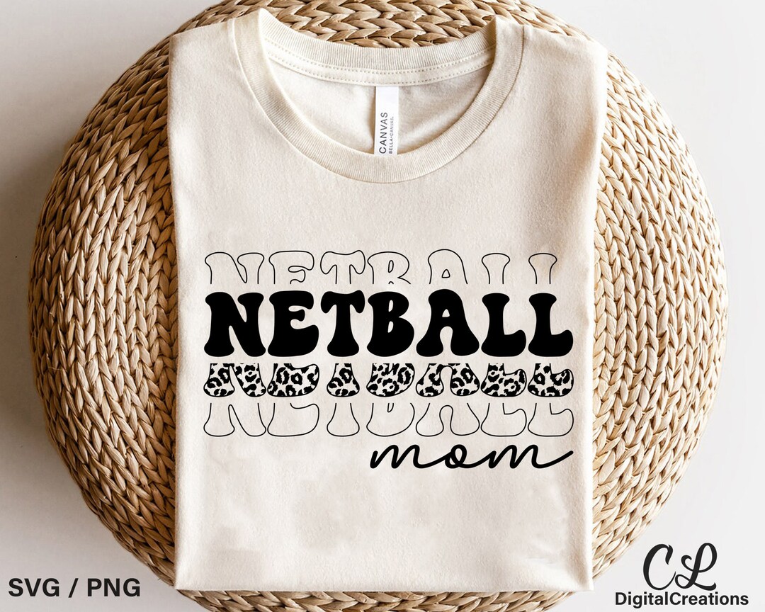 Netball Mom Svg, Printable, Leopard Print Svg, Netball Svg, Retro Font ...