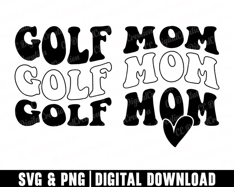 Golf Mom Svg, Stacked Svg, Printables, Sports Mom Svg, Heart Svg, Golf ...
