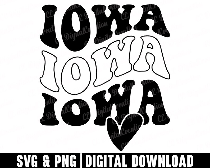 Iowa Svg, Stacked Svg, Heart Svg, US States Svg, America Svg, Iowa ...