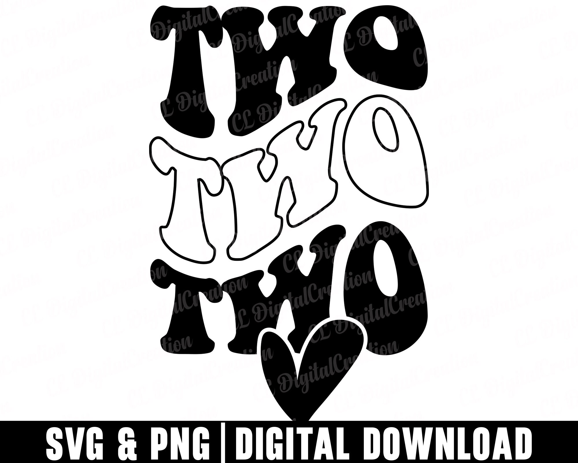 Two Svg, 2nd Birthday Svg, Stacked Svg, Birthday Svg, Heart Svg ...