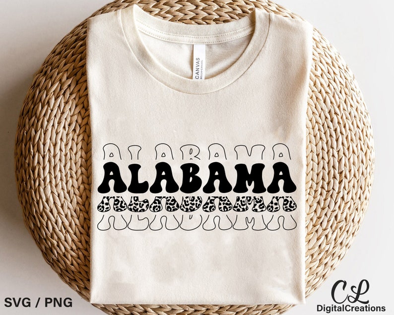 Alabama Svg, Imprimible, Leopard Print Svg, Alabama Shirt Svg, Retro ...