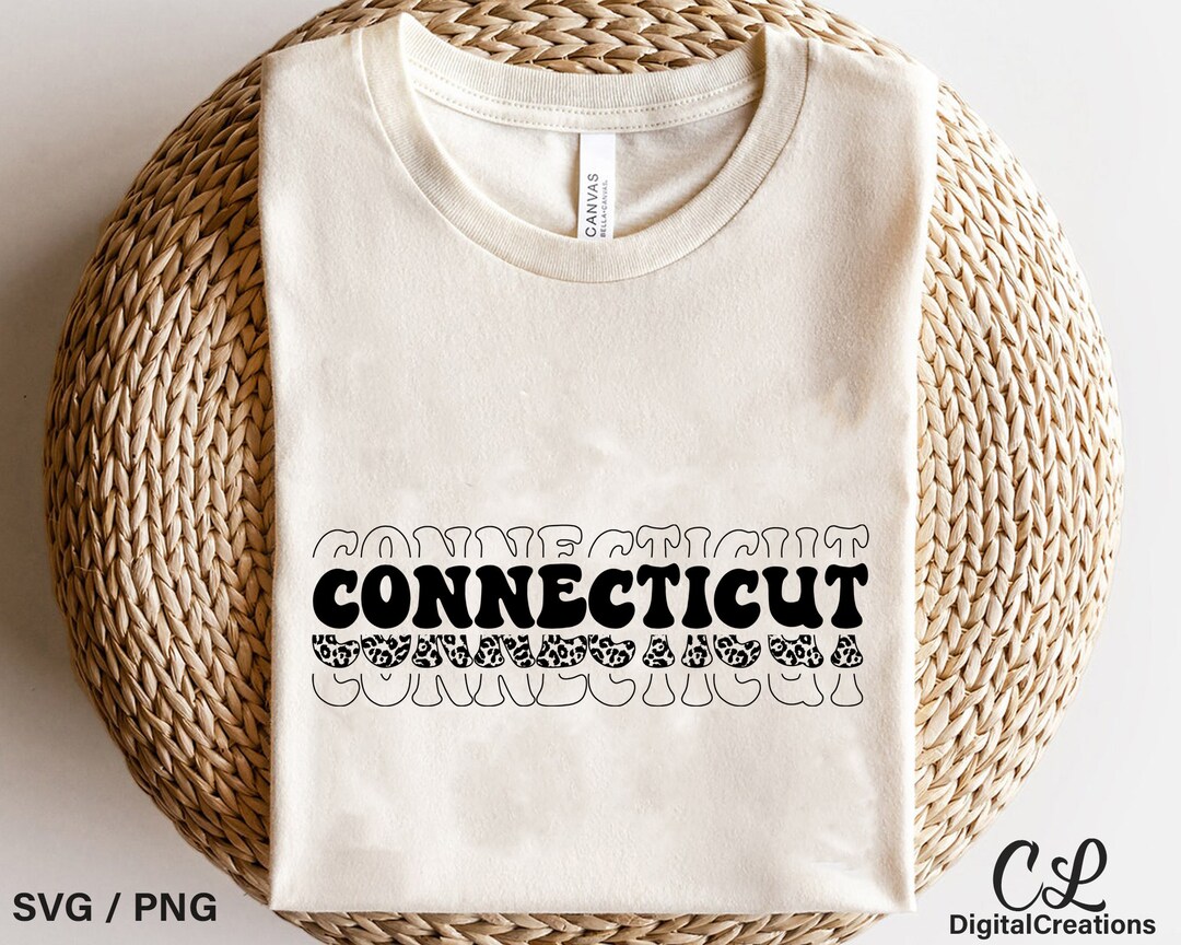 Connecticut Svg, Printable, Leopard Print Svg, Connecticut Shirt, Retro ...