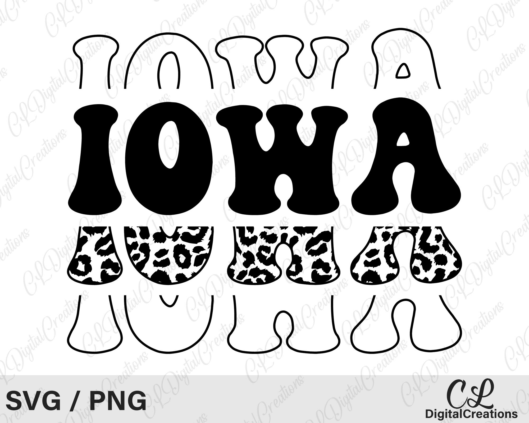 Iowa Svg, Printable, Leopard Print Svg, Iowa Shirt Svg, Retro Font Svg ...