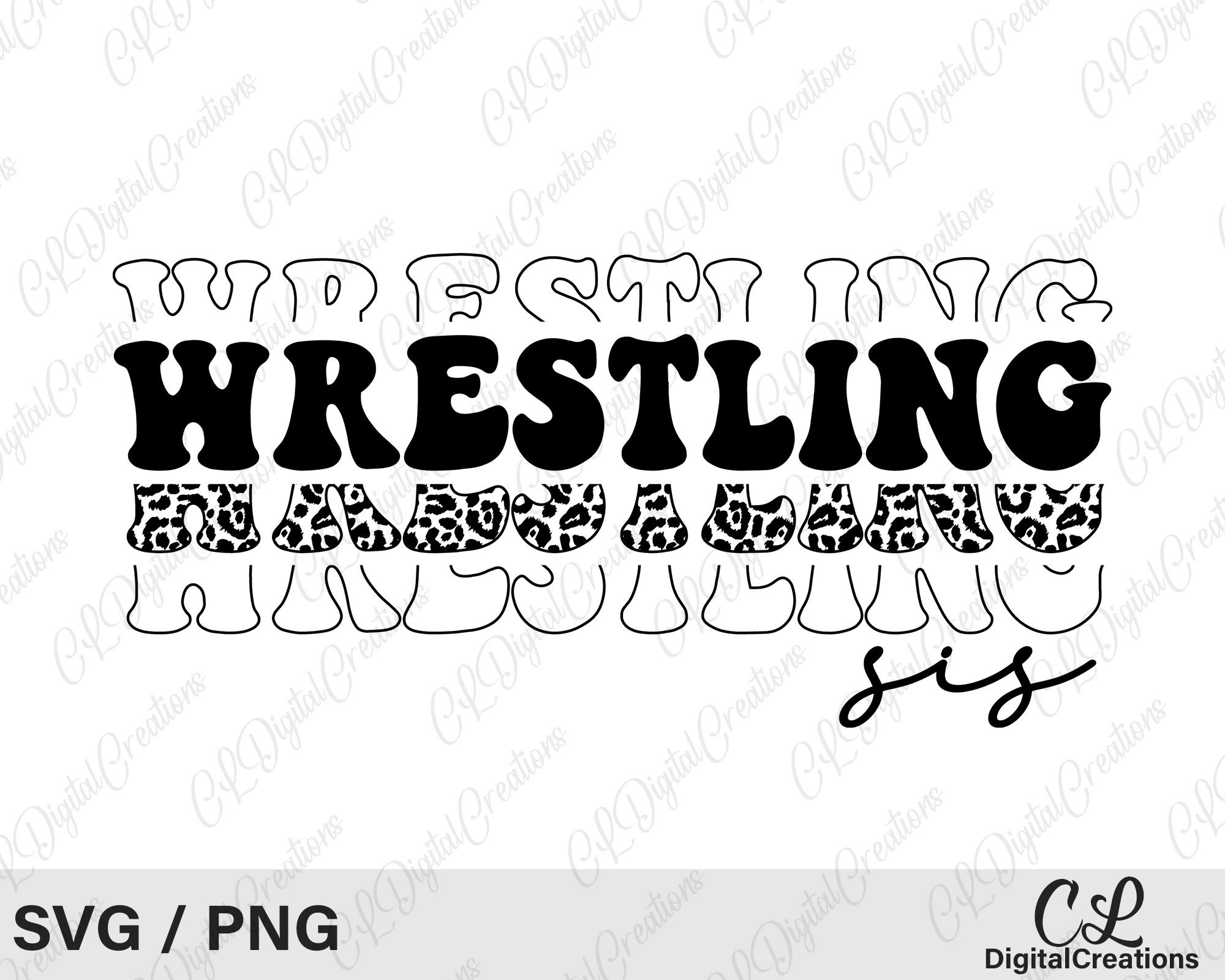 Wrestling Sis Svg, Printable, Leopard Print Svg, Wrestling Svg, Retro ...