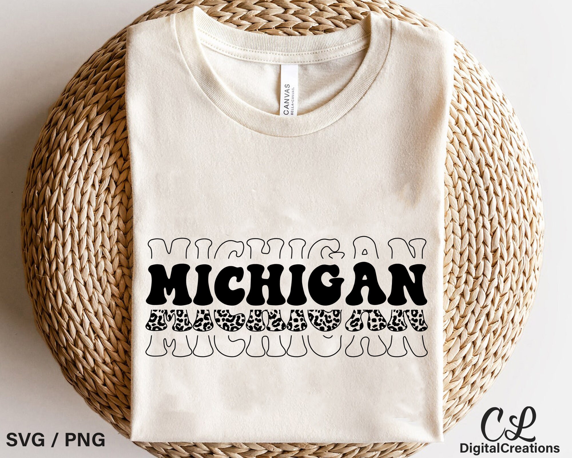 Michigan Svg, Printable, Leopard Print Svg, Michigan Shirt Svg, Retro ...