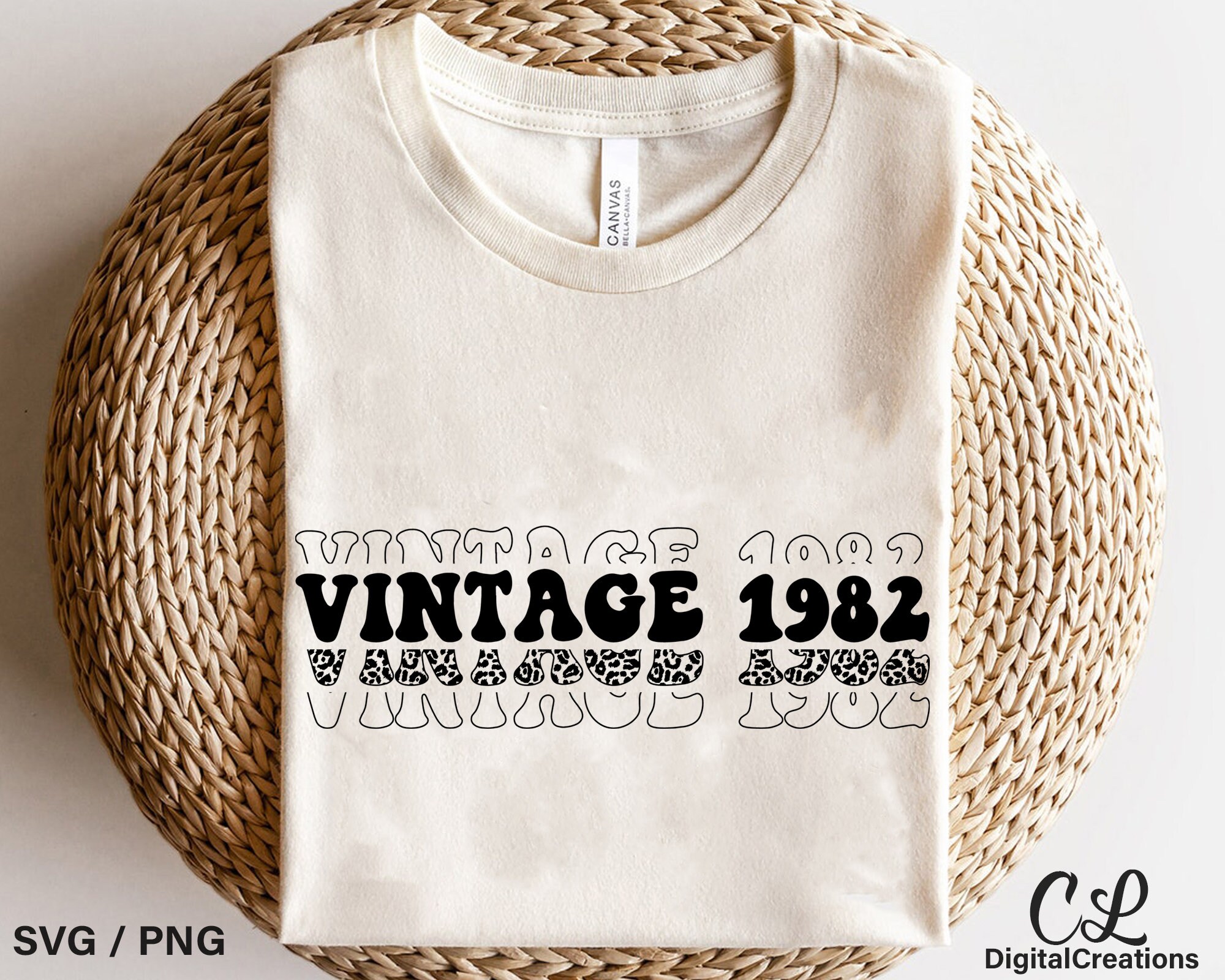 Vintage 1982 Svg, Printable, Leopard Print Svg, Birthday Svg, Retro ...