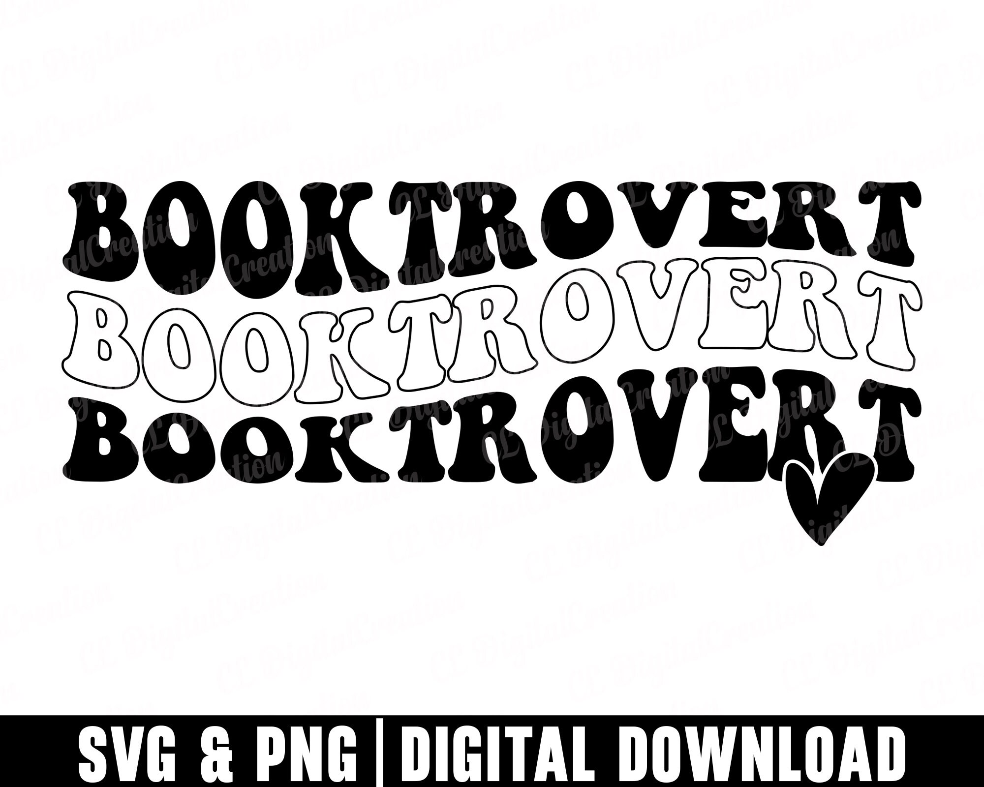 Booktrovert Svg, Book Lover Svg, Digital Download, Heart Svg, Book ...