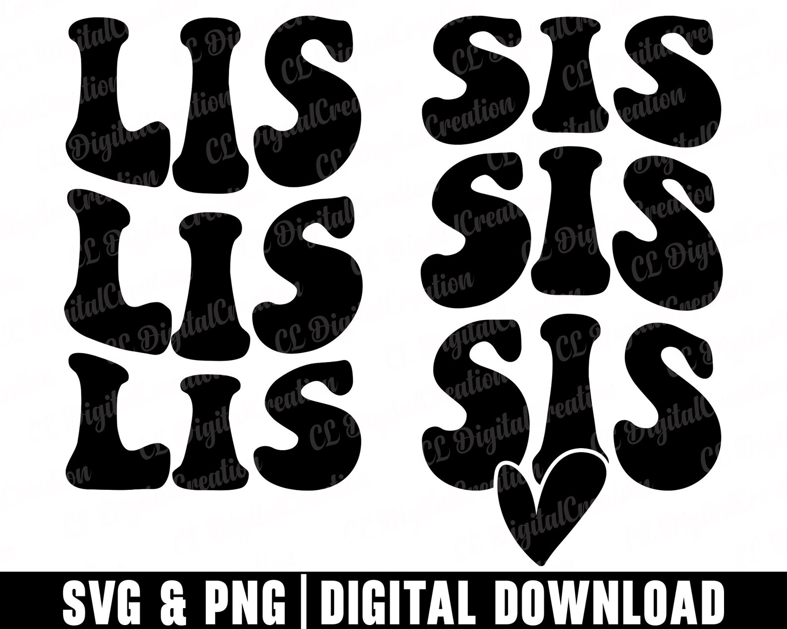 Lis Sis Svg, Digital Downloads, Sisters Svg, Stacked Svg, Family Svg ...