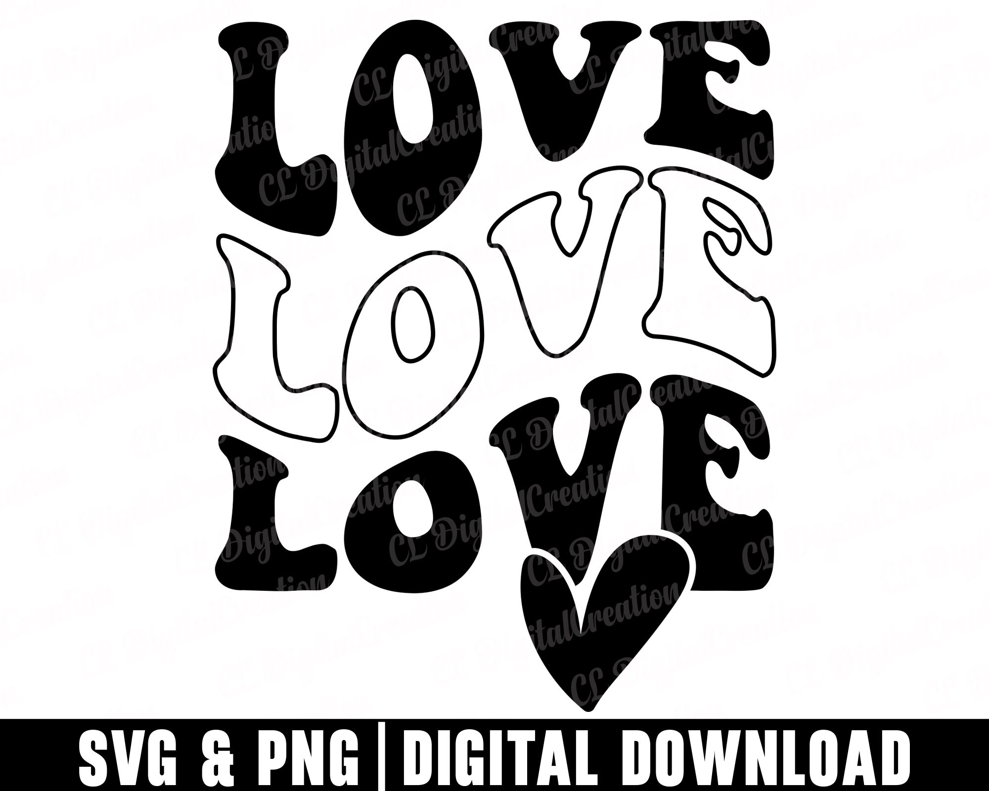 Love Svg, Stacked Svg, Heart Svg, Digital Download, Valentine Day Svg ...
