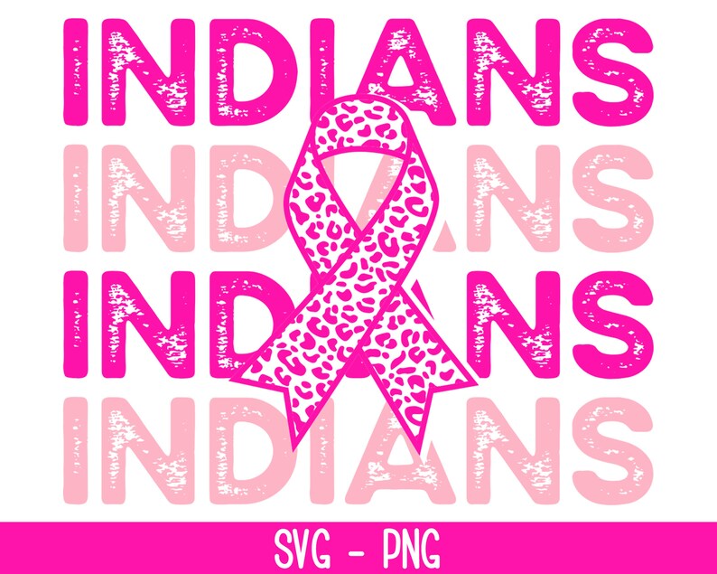 Indians Cancer Svg, Printable, Indians Stacked, Breast Cancer Svg ...
