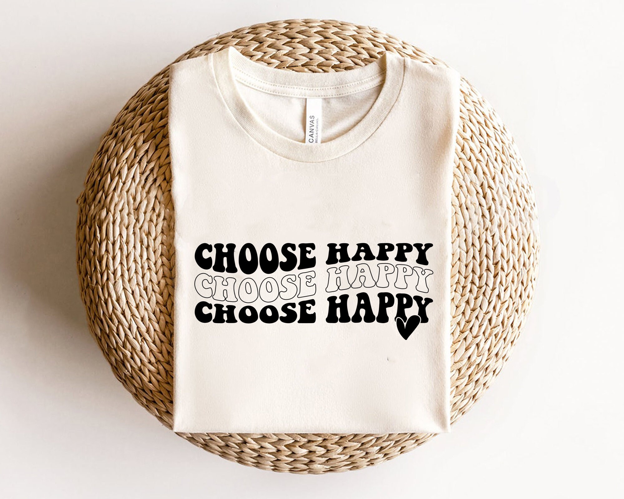 Choose Happy Svg, Wavy Letters Svg, Heart Svg, Digital Download, Smiley ...