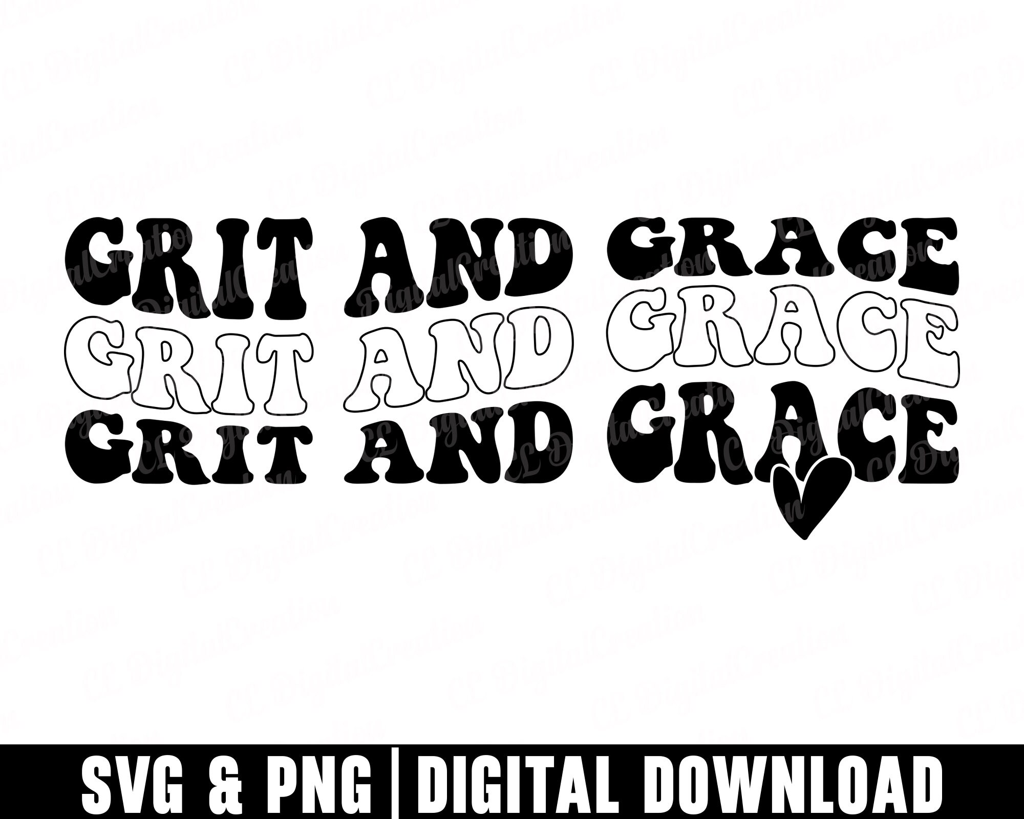 Grit and Grace Svg, Stacked Svg, Digital Download, Heart Svg, Religious ...