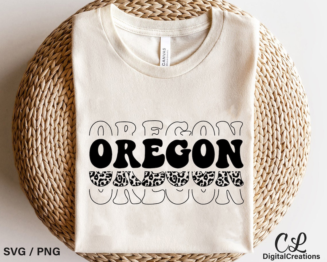 Oregon Svg, Printable, Leopard Print Svg, Oregon Shirt Svg, Retro Font Svg, Oregon US State Svg ...