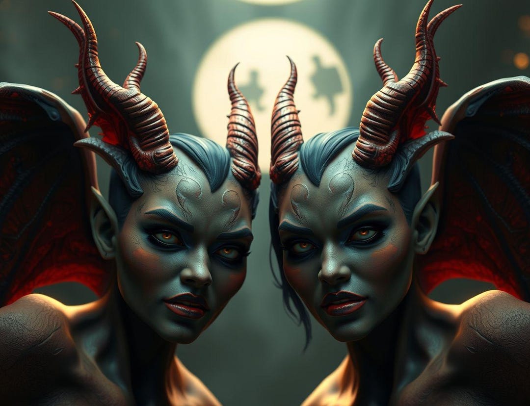 Infernal Twin Witches of Belial Spirit Companion, Daughters of Darkness ...
