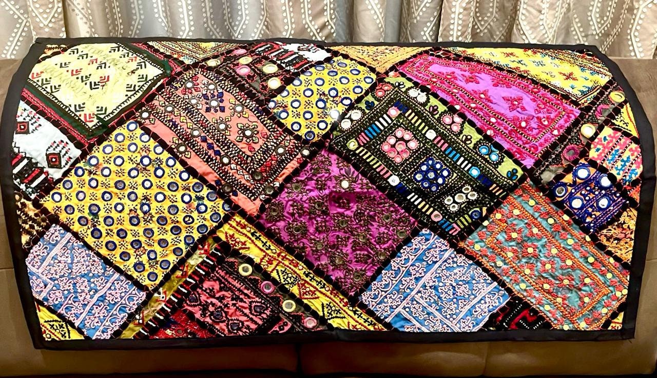 Embroidered Sofa Back Cloth, Colorful Patchwork Design - Etsy