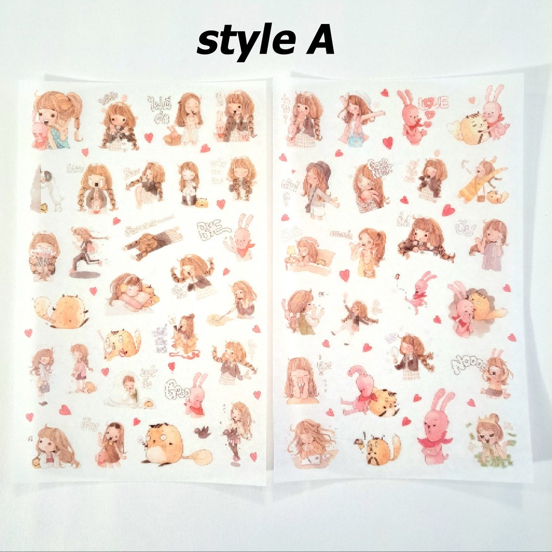 The Cute Cartoon Washi Sticker Sheets - Etsy