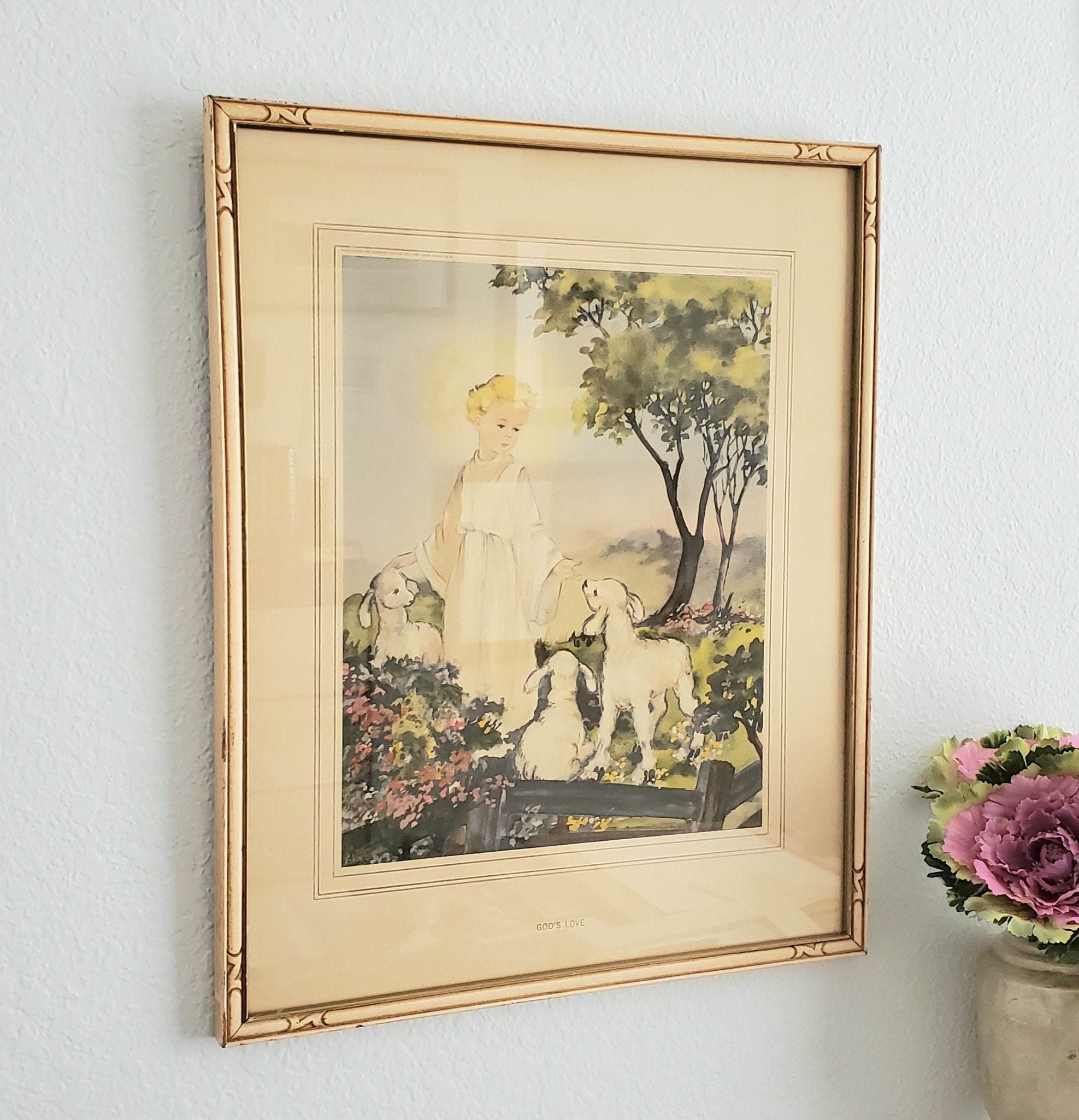 Pair of Anne Allaben 1940's Lithographs god's Love and god's Temple ...