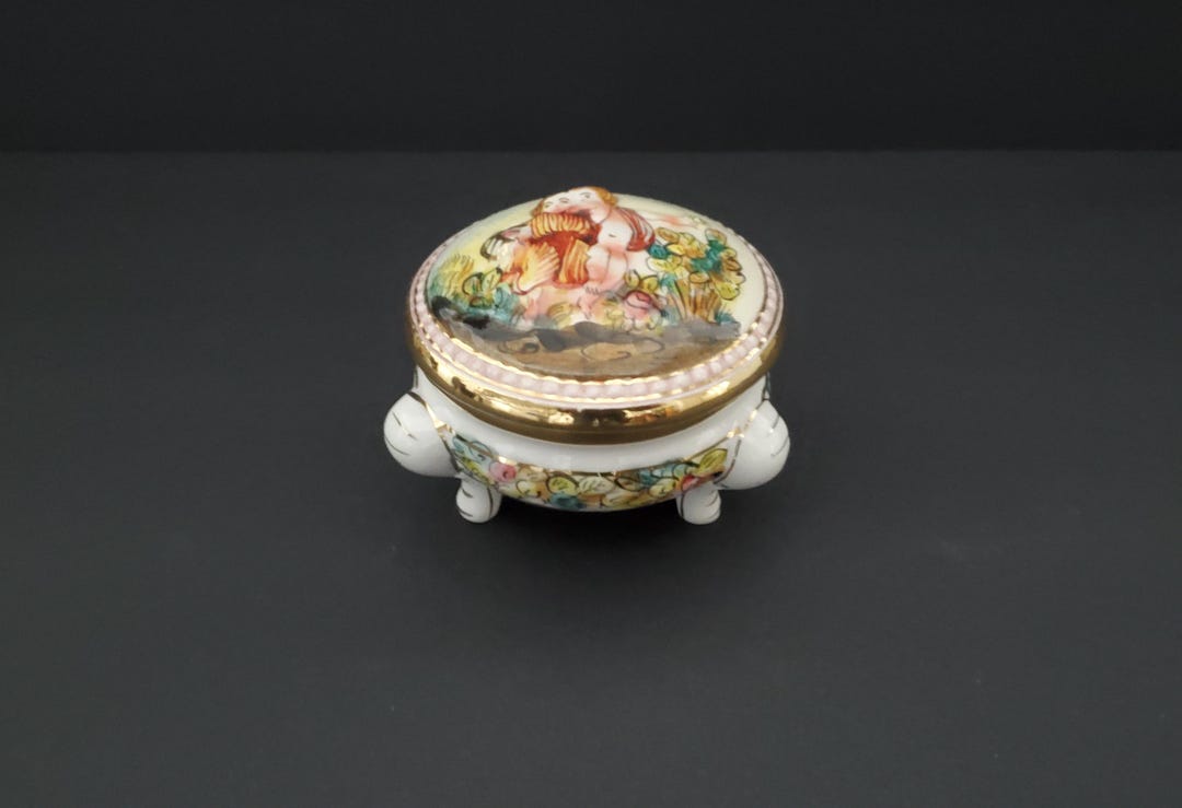 Capodimonte Vintage Footed Trinket Box With Lid 1366/106, Made in Italy ...