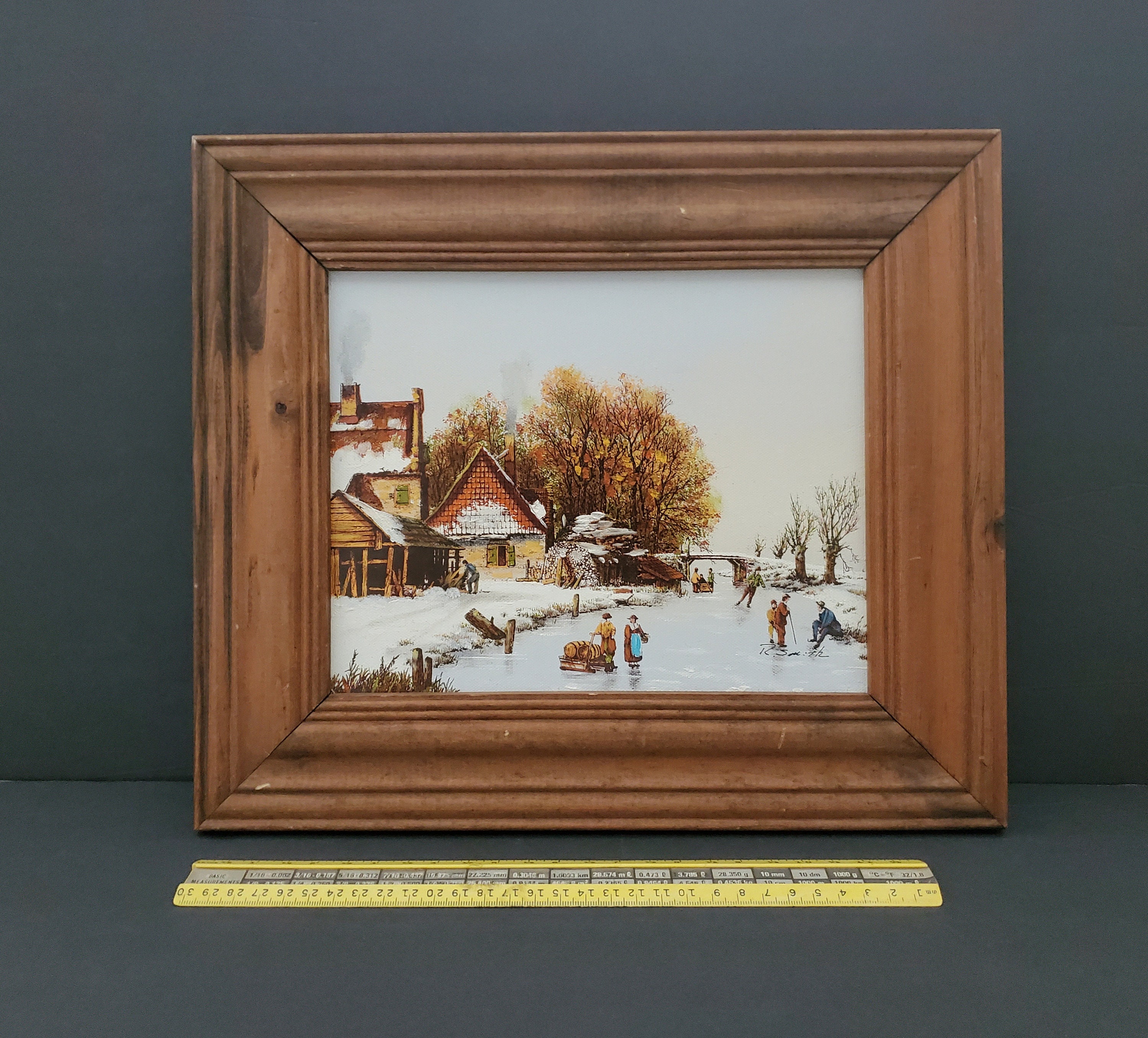 Vintage R. Smith Serigraph Oil on Canvas, Skaters on a Frozen River - Etsy