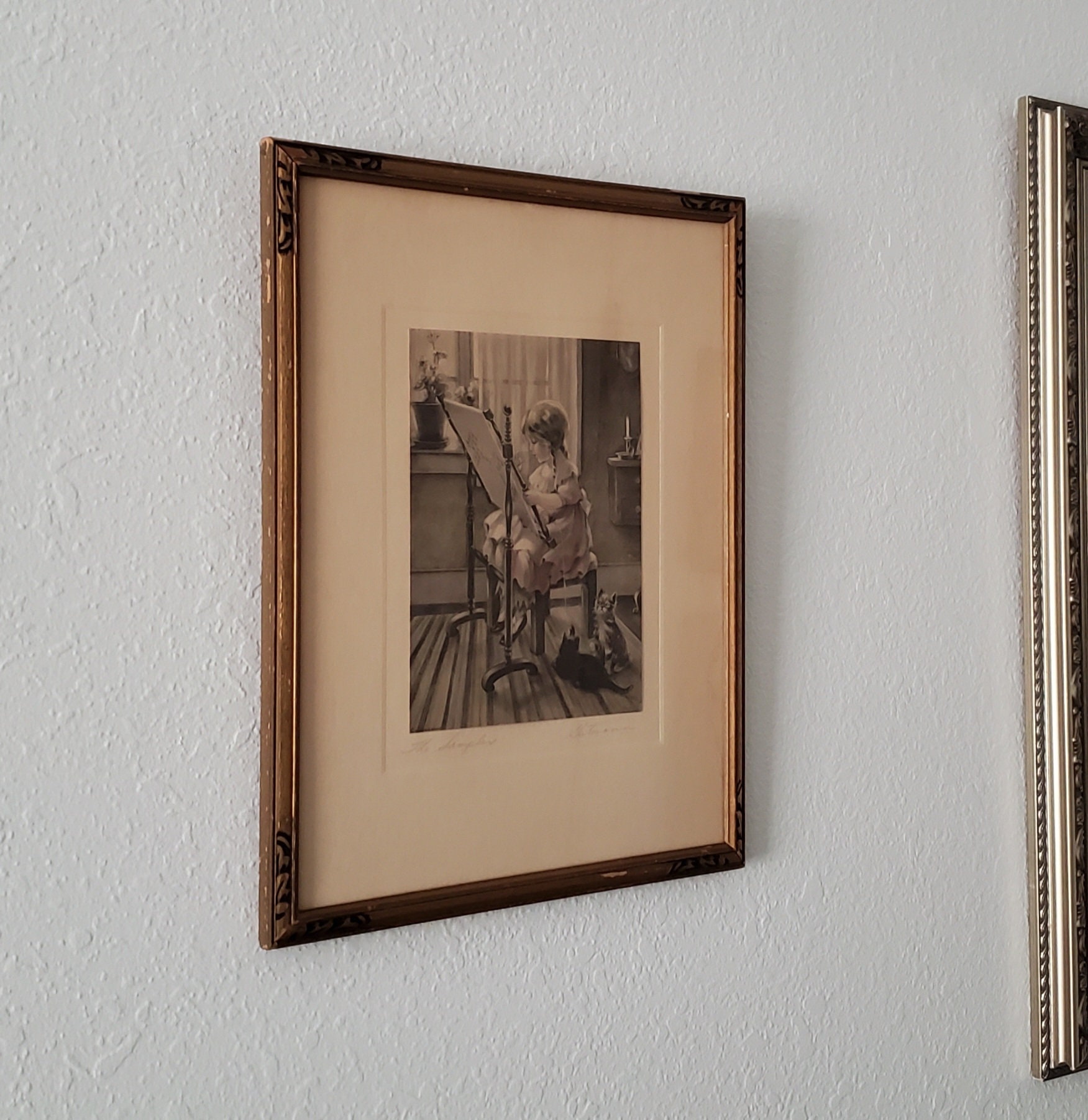 RARE Antique Gutmann & Gutmann Lithograph the Sampler by M.M. Grimball ...