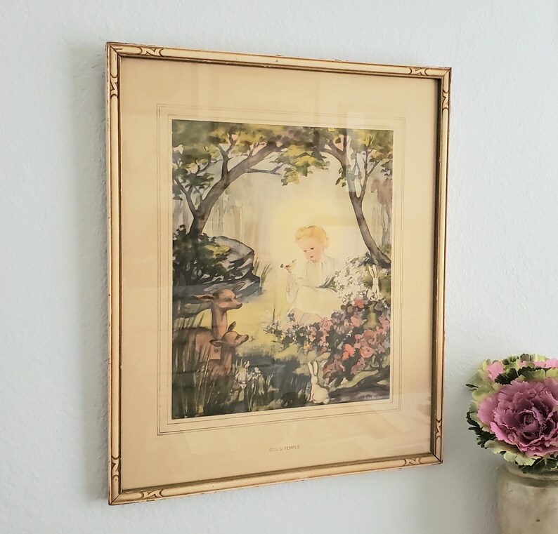 Pair of Anne Allaben 1940's Lithographs "god's Love" and "god's Temple ...