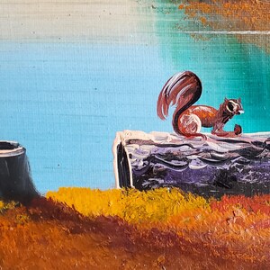 1970 Arthur Bard Oil Painting, Autumn Landscape With Squirrel - Etsy