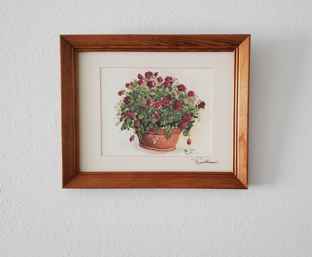 Peggy Abrams Signed Floral Lithograph "red Rose Portrait" - Etsy