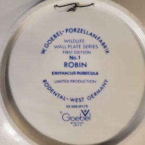 1973 Goebel Wildlife Plate Series First Edition No. 1, Robin - Etsy