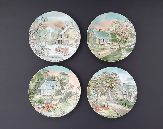 Vintage Artmark Currier & Ives "american Homestead" Four Seasons Set ...
