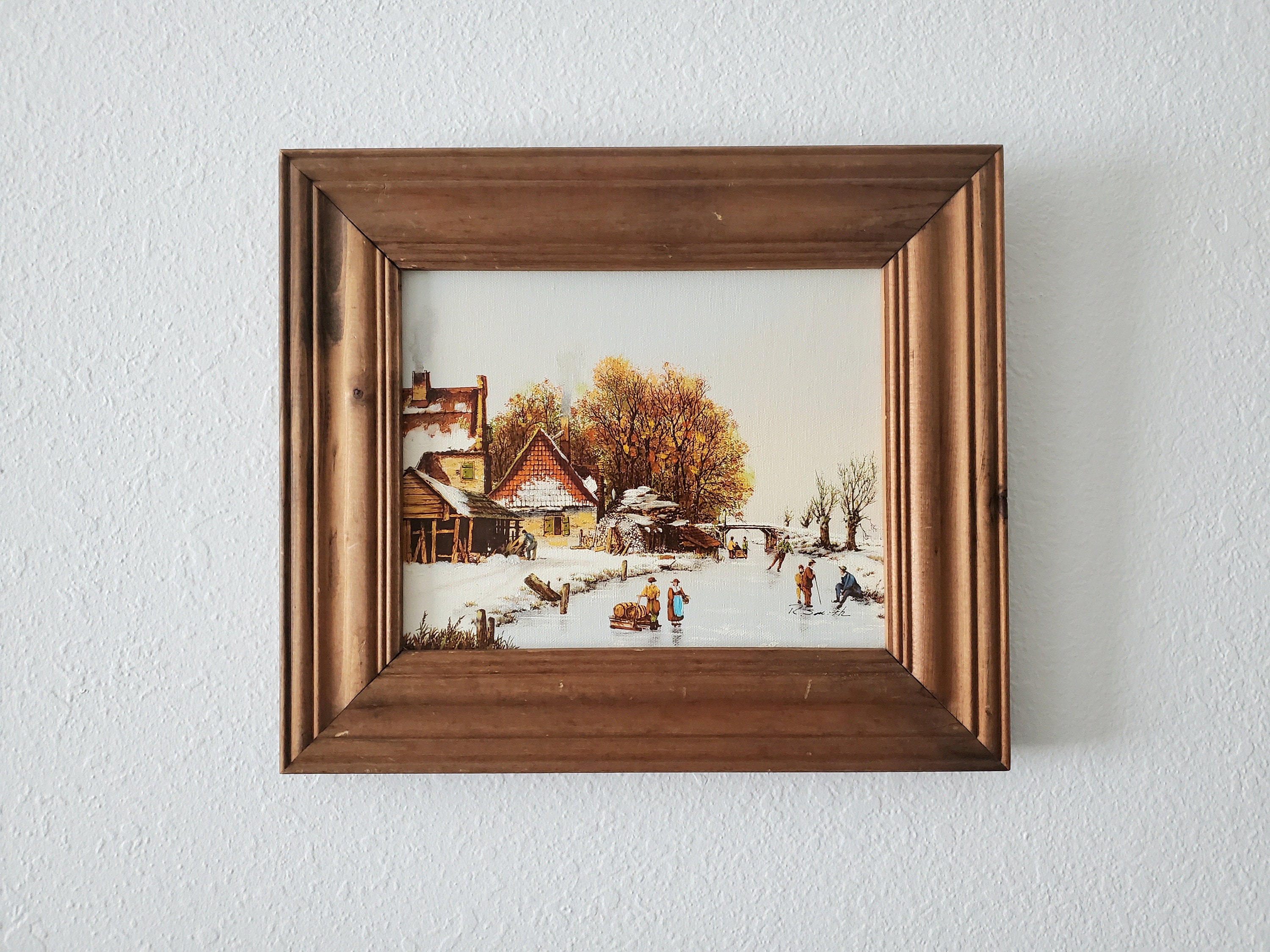 Vintage R. Smith Serigraph Oil on Canvas, Skaters on a Frozen River - Etsy