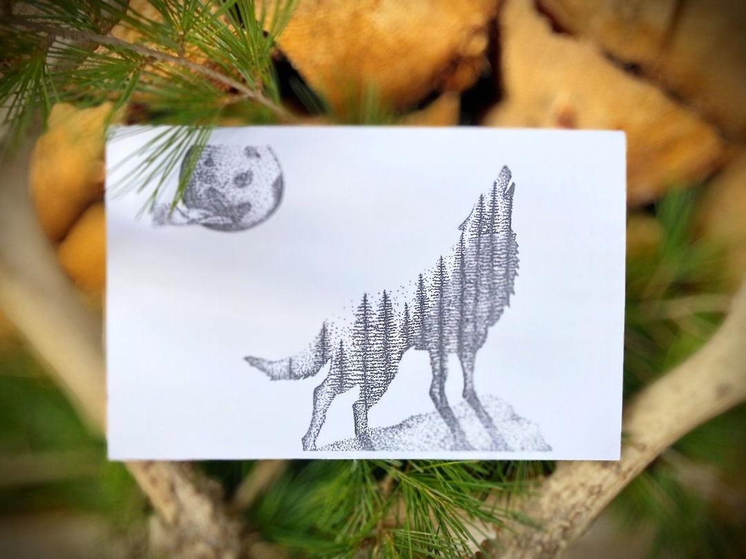 Pen and Ink Stippling Wolf - Etsy