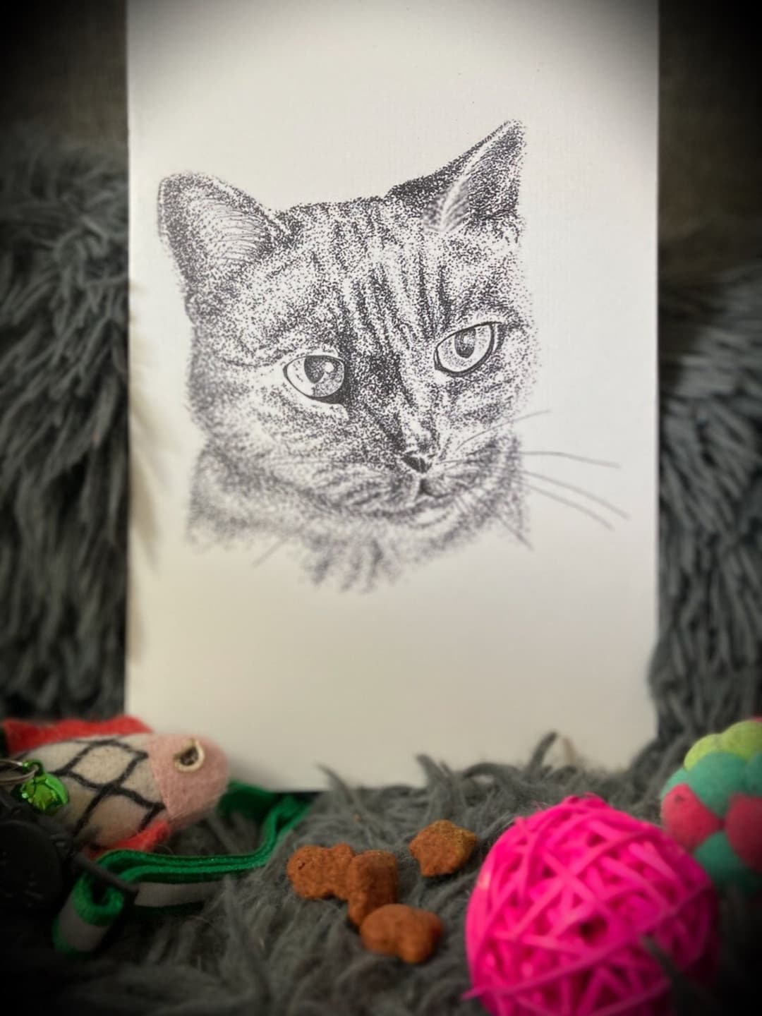 Pen and Ink Stippling Kitten - Etsy