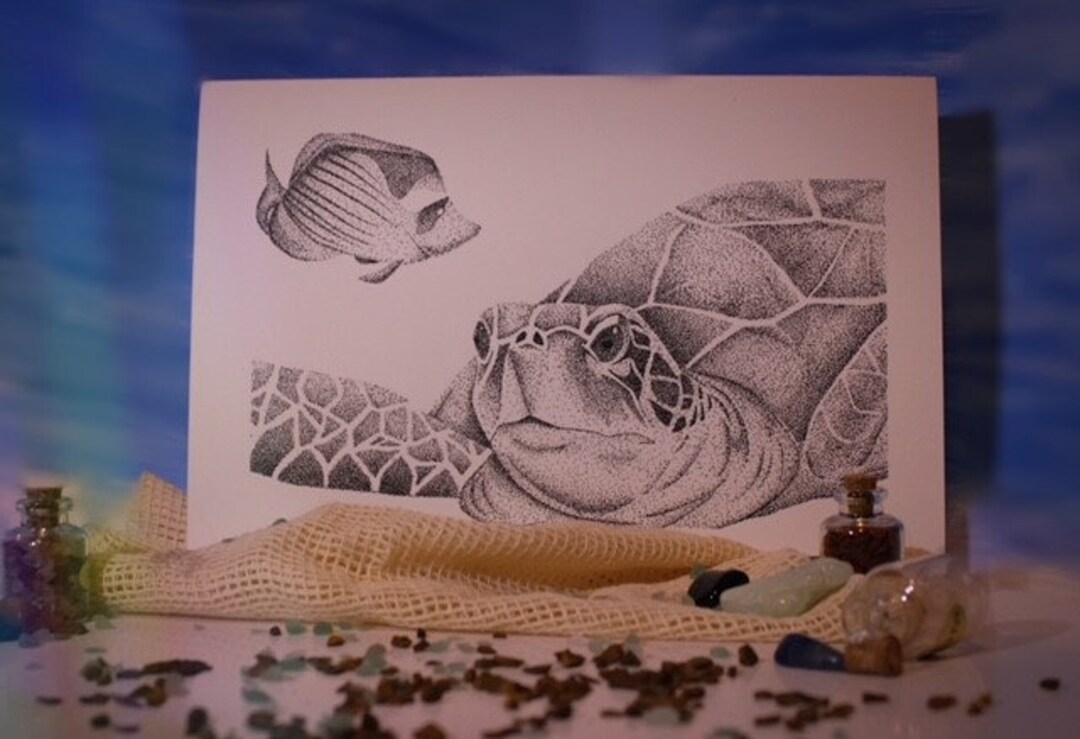 Stippling Sea Turtle - Etsy