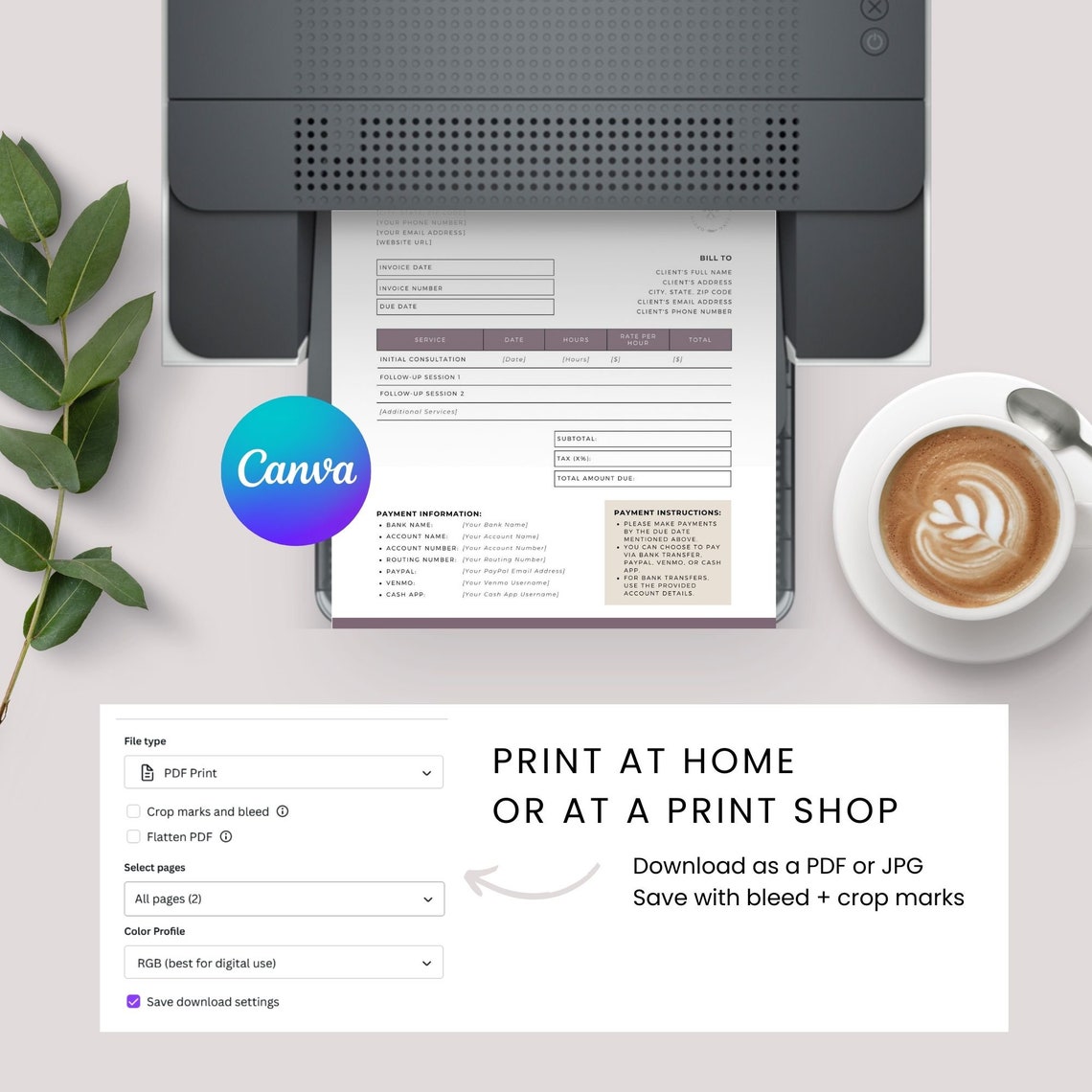 Health Coach Invoice Template, Receipt Template, Invoice Download ...