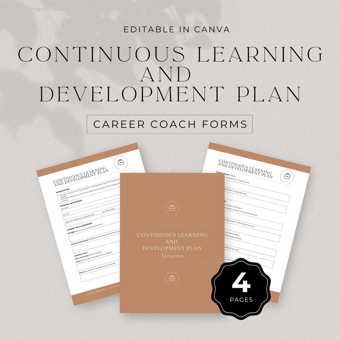 Career Coach Development Plan Template Editable Canva Continuous ...