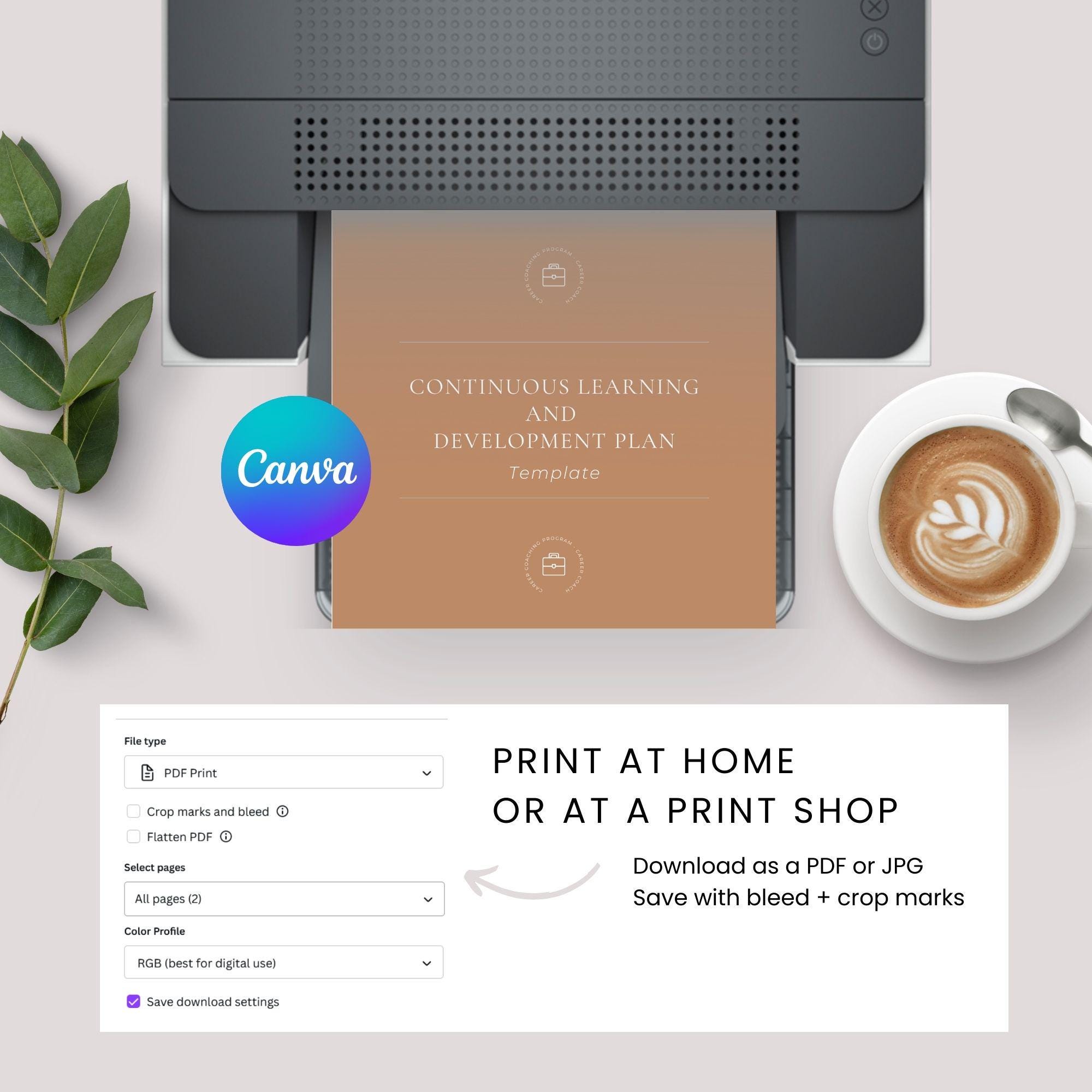 Career Coach Development Plan Template Editable Canva Continuous ...
